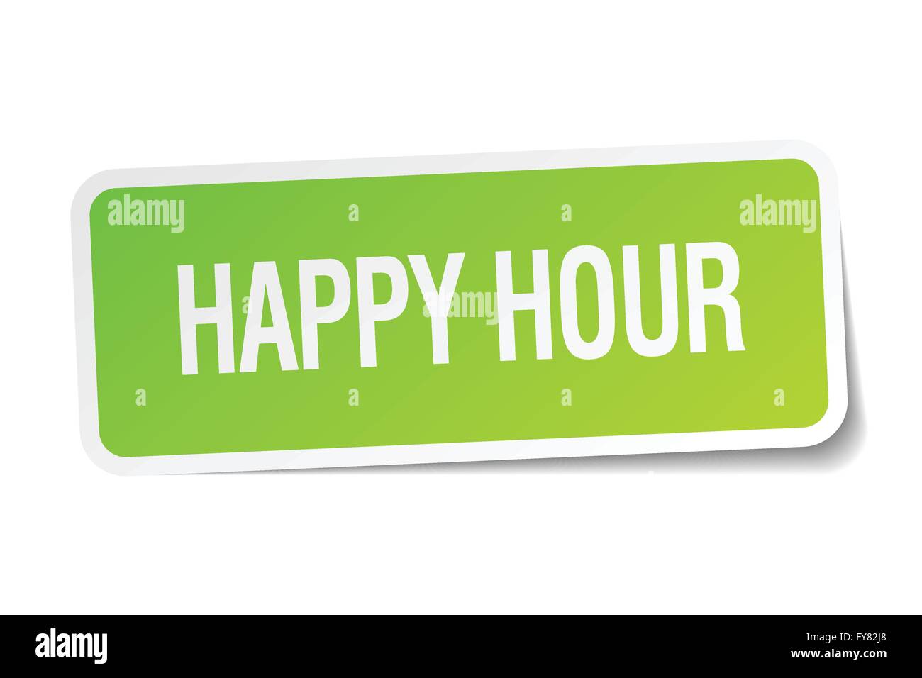 happy hour green square sticker on white background Stock Vector Image ...