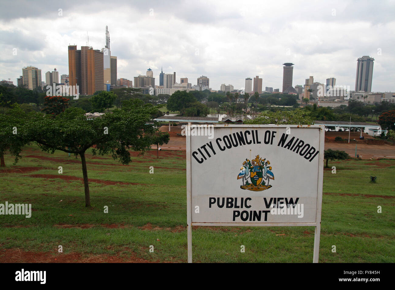 Public view point of the city of Nairobi, with the cityscape in the ...