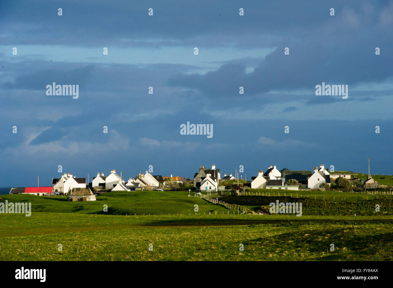 Tiree Inner Hebrides, View across Soroby Bay to the village of ...