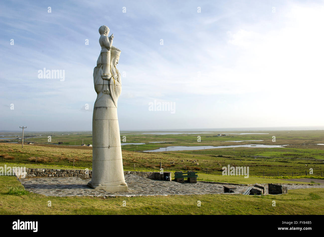 The statue of 'Our Lady of The Isles' by Hew Lorimer on the side of ...