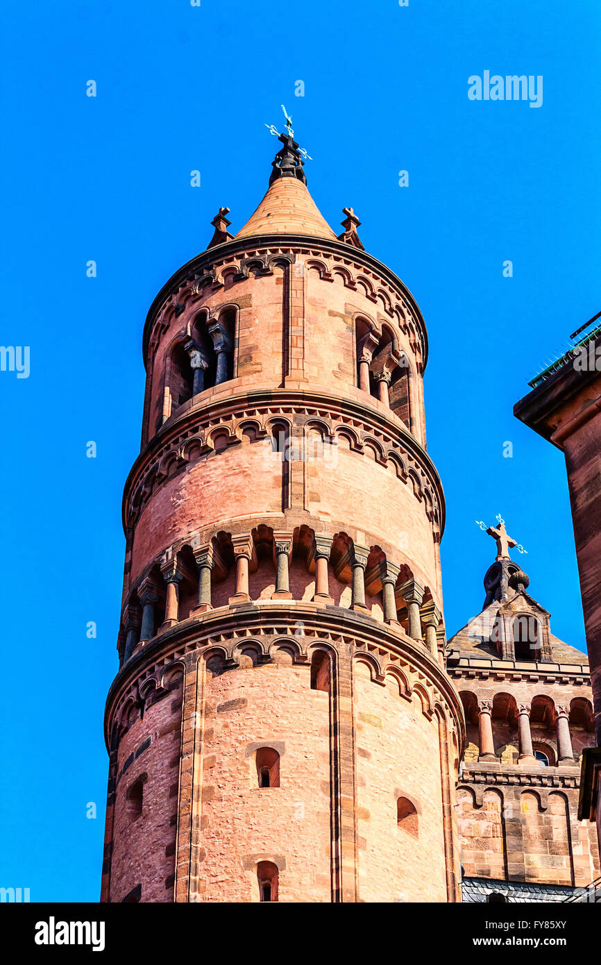 Church Tower of the Kaiserdom of St. Peter in Worms, built 1130-1181 ...