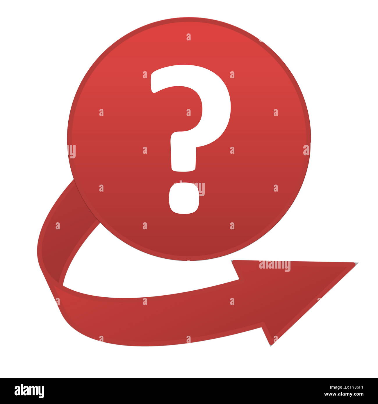 Red question mark arrow button isolated in white background Stock Photo ...