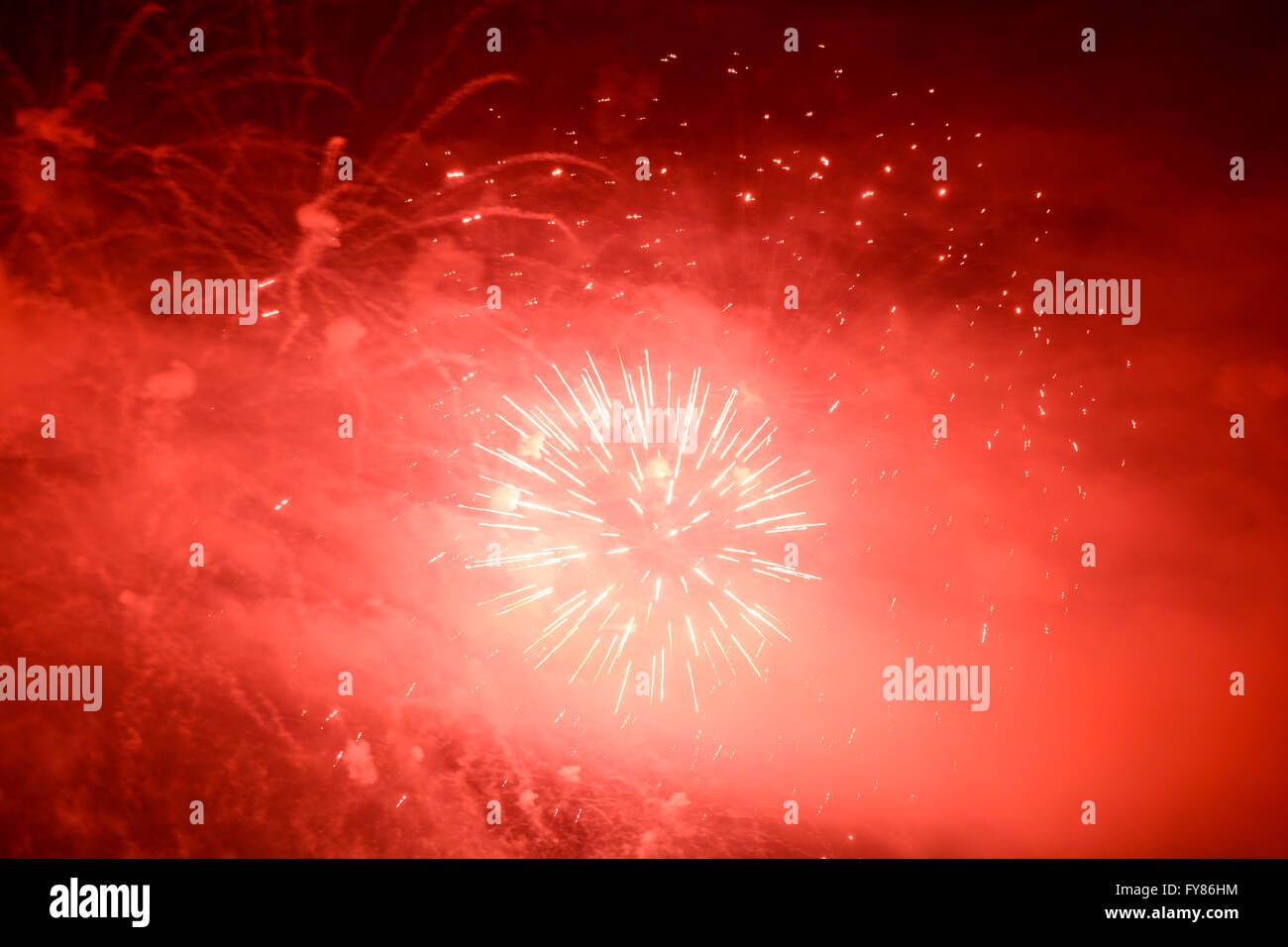 Firework celebration in dark night sky Stock Photo - Alamy