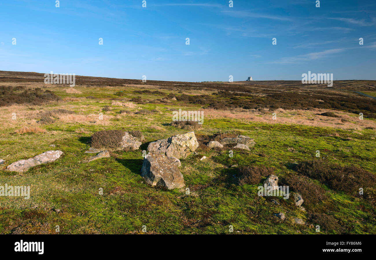 The North Yorkshire Moors in spring with view of the rugged landscape ...