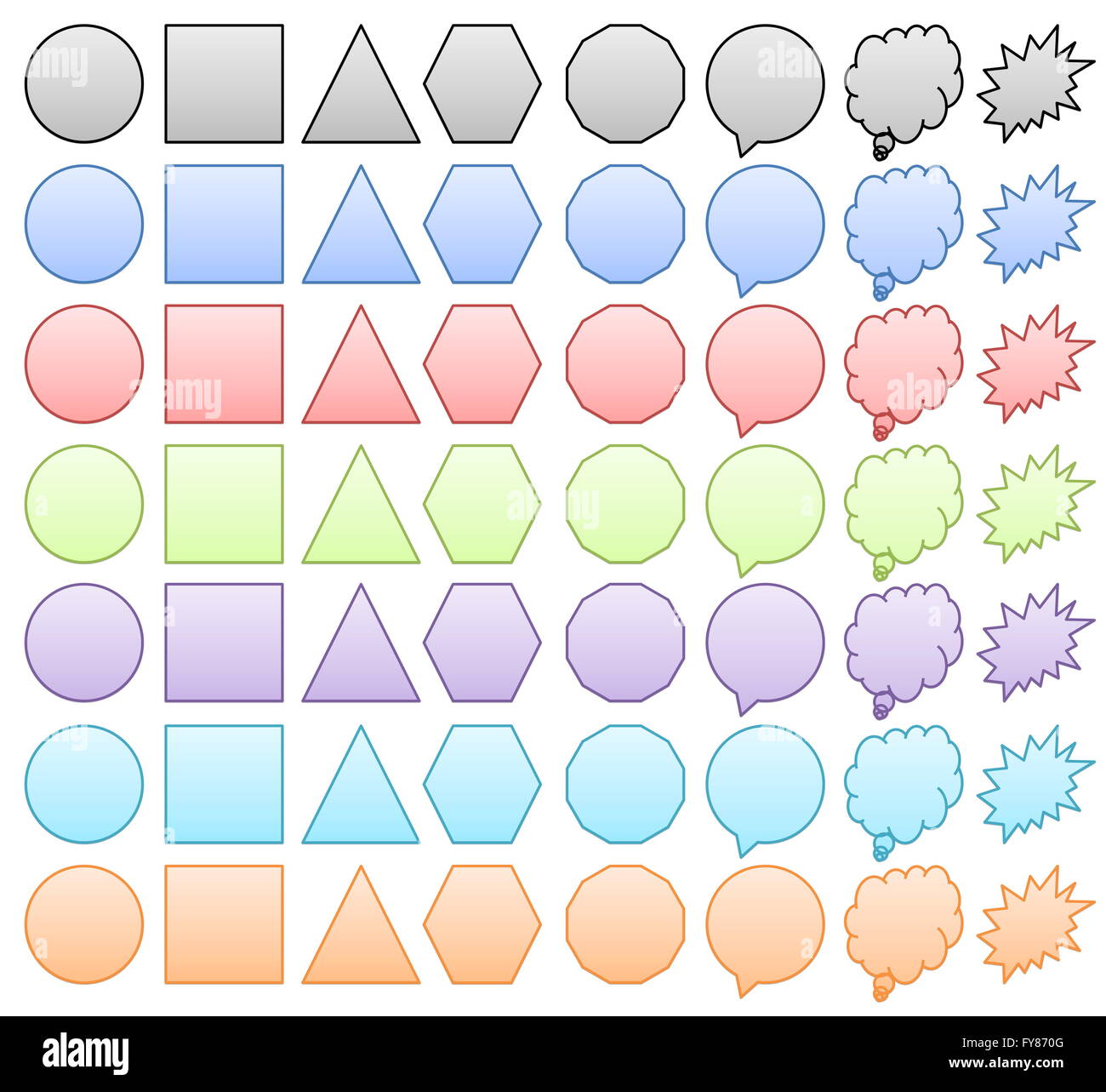Set of colorful shapes isolated in white background Stock Photo - Alamy