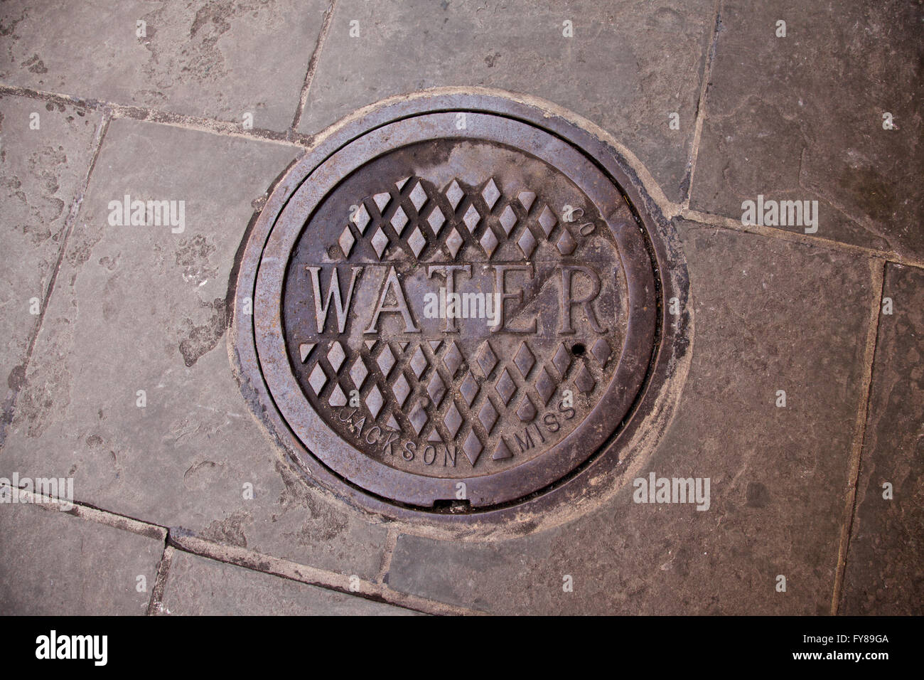 Water manhole cover in the French Quarter, New Orleans, Louisiana Stock ...