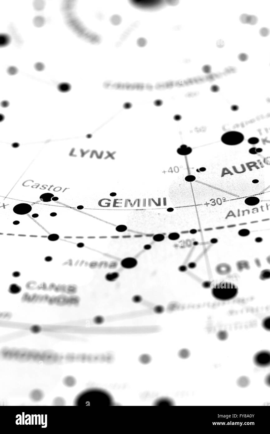 Gemini star map zodiac Stock Photo - Alamy