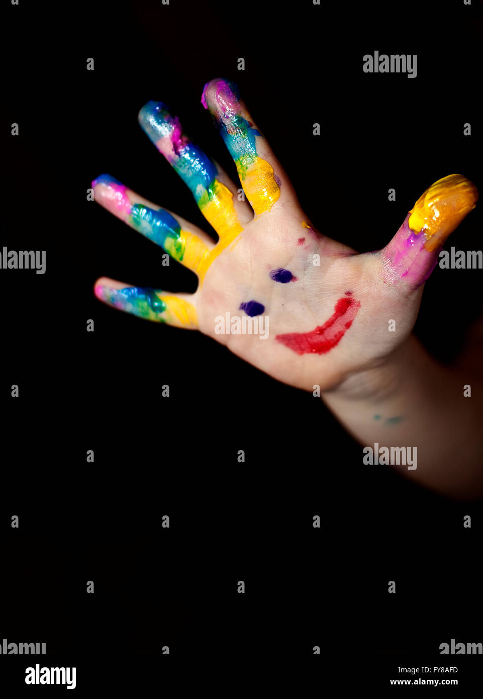 Colorful Painted Child Hands Stock Photo - Alamy