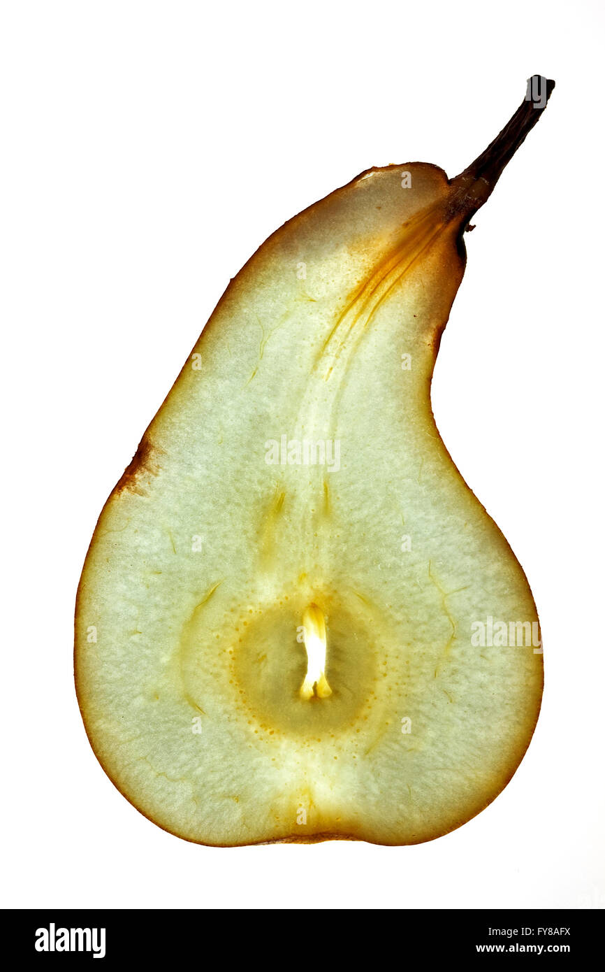 Sliced Pear isolated on white studio shot Stock Photo - Alamy