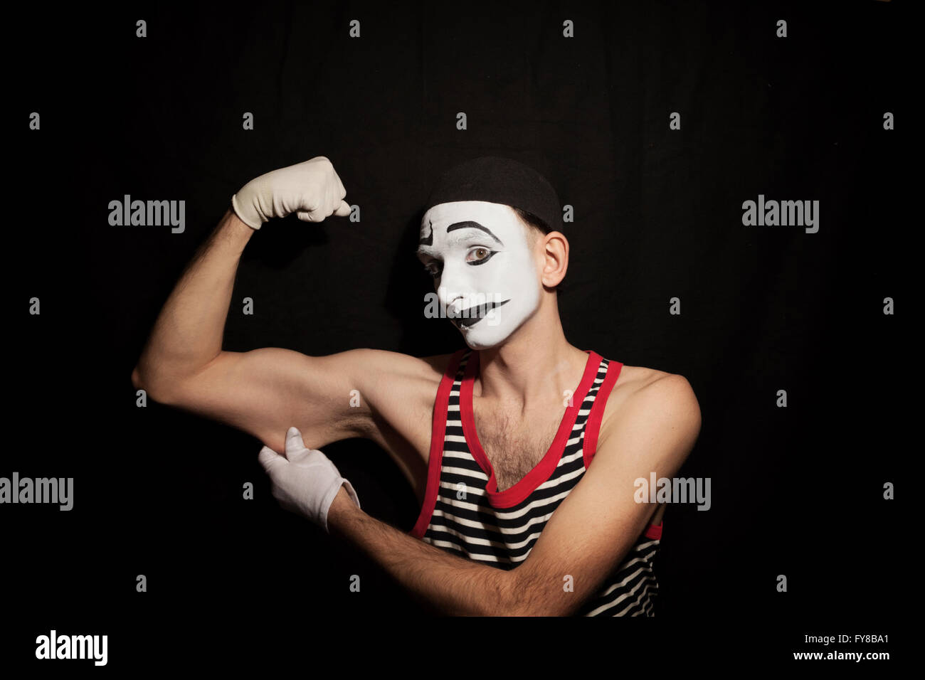Portrait of mime actor on black background closeup Stock Photo - Alamy