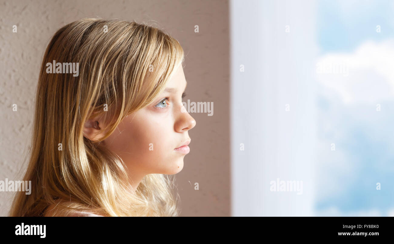 Beautiful girl window hi-res stock photography and images - Alamy