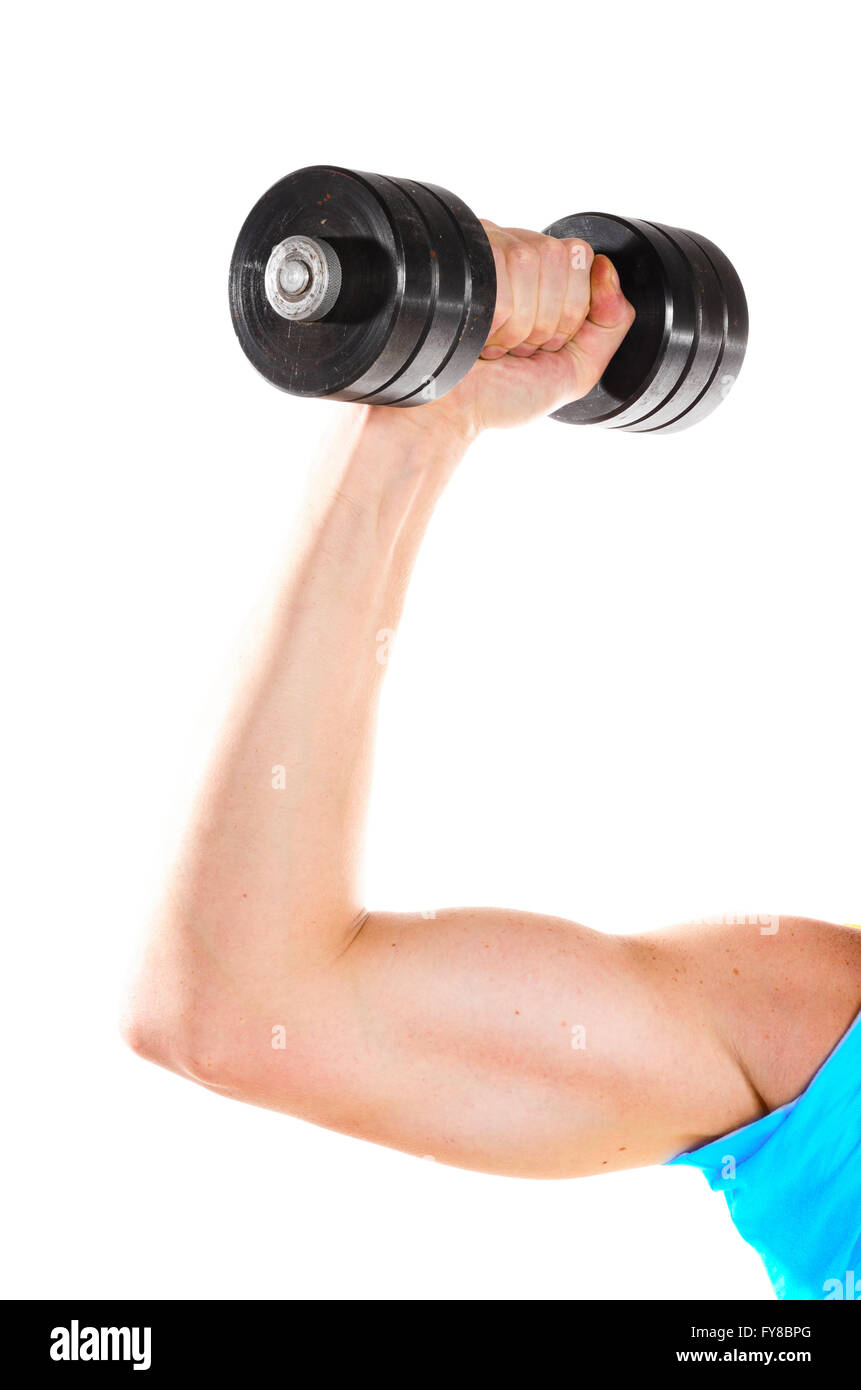 male hand with metal barbell Stock Photo - Alamy