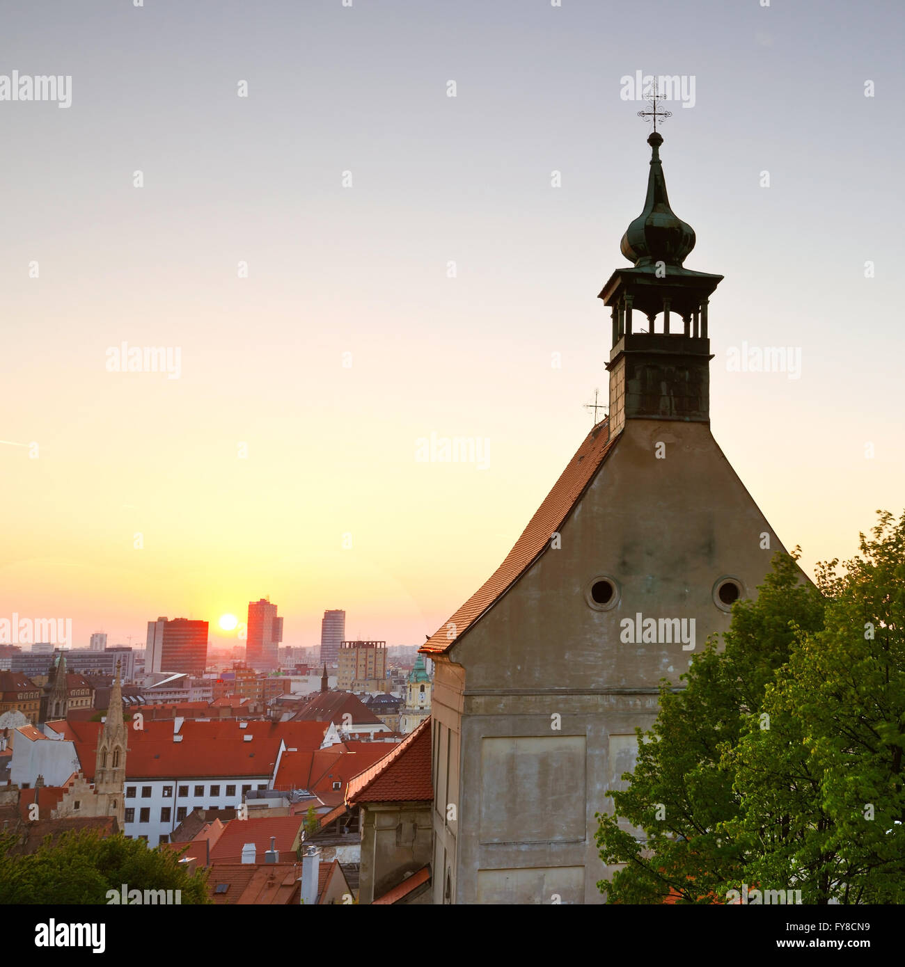 View of st. Nicholas' church from the castle hill Stock Photo - Alamy