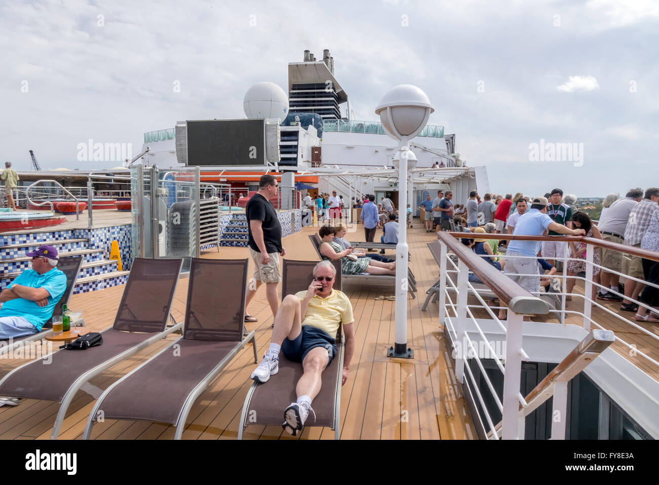 Passengers Onboard Holland America MS Veendam Cruise Ship Relaxing As ...