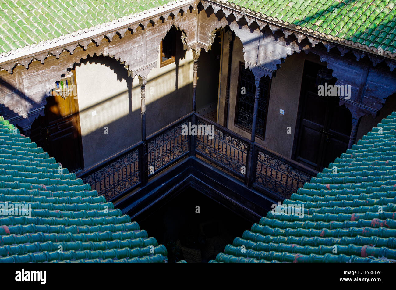 Typical Moroccan riad alias courtyard house in Marrakech Stock Photo ...
