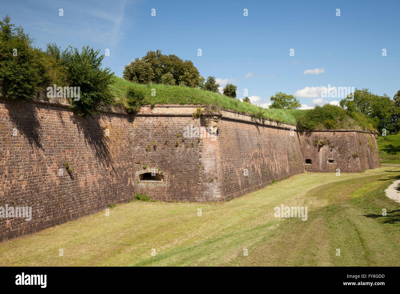 Wall of the fortress, UNESCO World Heritage Site, Neuf-Brisach, Alsace ...