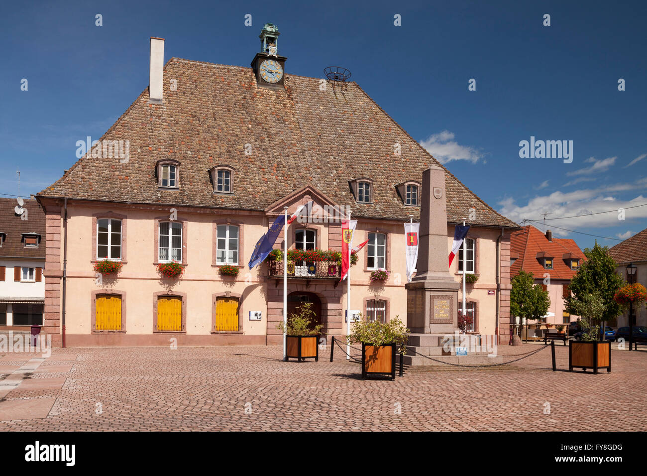Town Hall or Hôtel de ville, Neuf-Brisach, Alsace, France Stock Photo ...