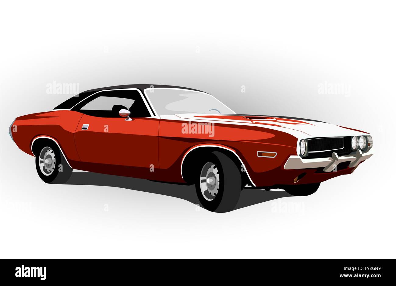 red classic muscle car vector illustration Stock Vector Image & Art - Alamy