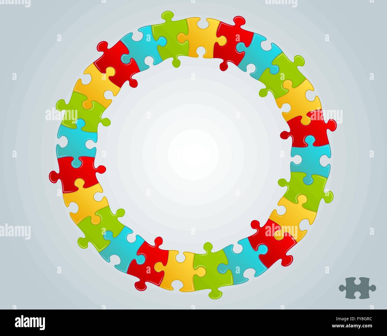 colorful puzzle pieces round frame vector illustration Stock Vector ...
