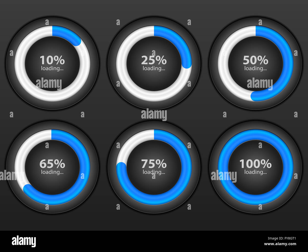 Round loading bar on a black background Stock Photo - Alamy