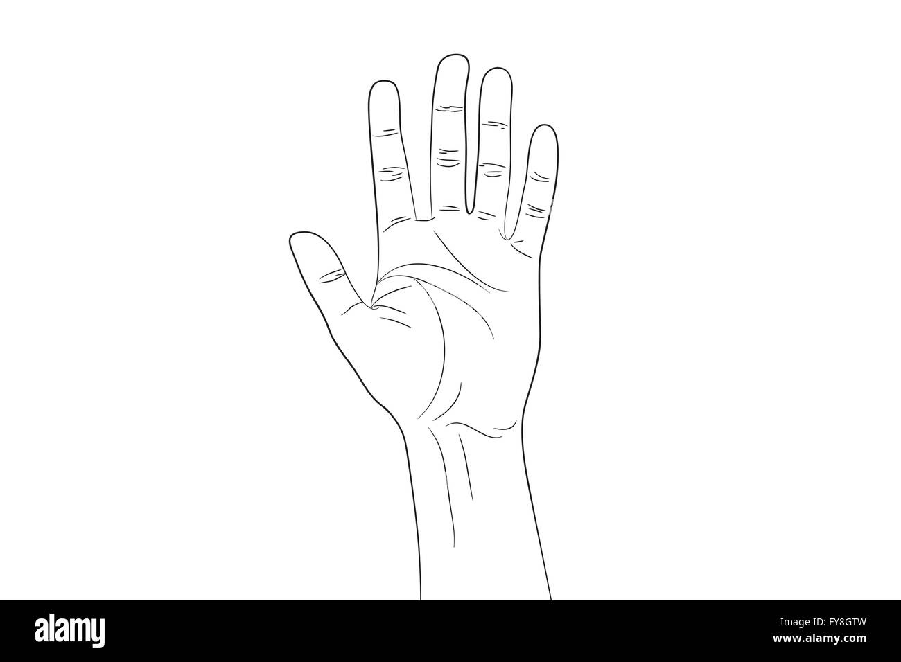 Greeting hand gesture outline contour hi-res stock photography and ...