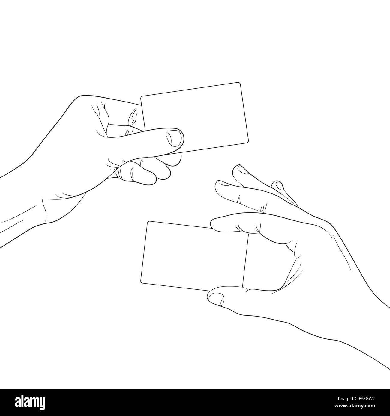 hand hold a blank card outline contour vector illustration Stock Vector ...
