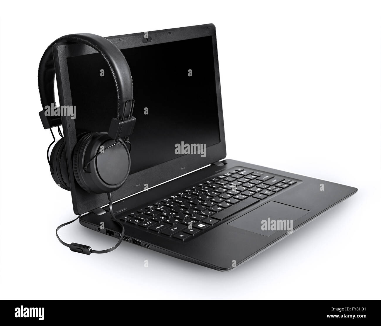 laptop and headphones isolated on white Stock Photo - Alamy