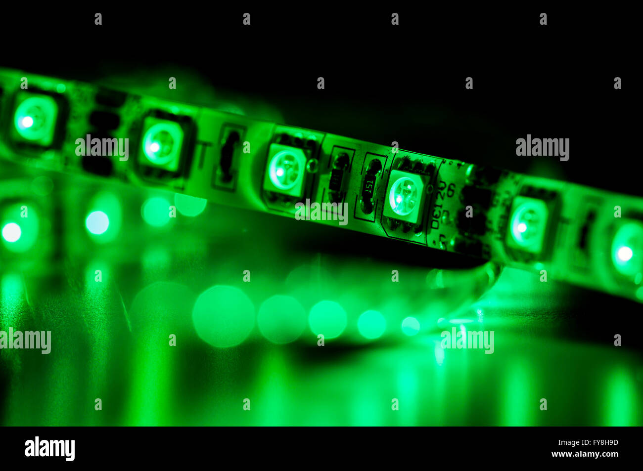 led strip close up: green color Stock Photo - Alamy