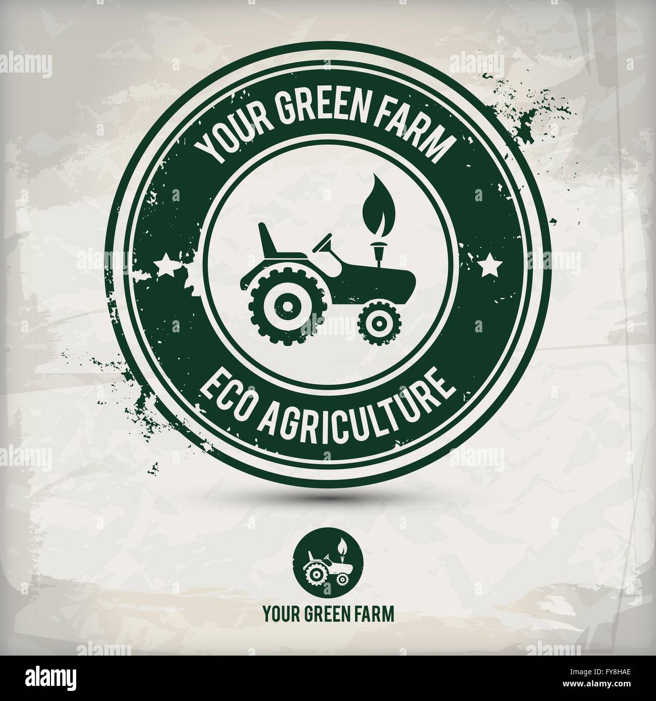 alternative green farm stamp on textured background, which is made from ...