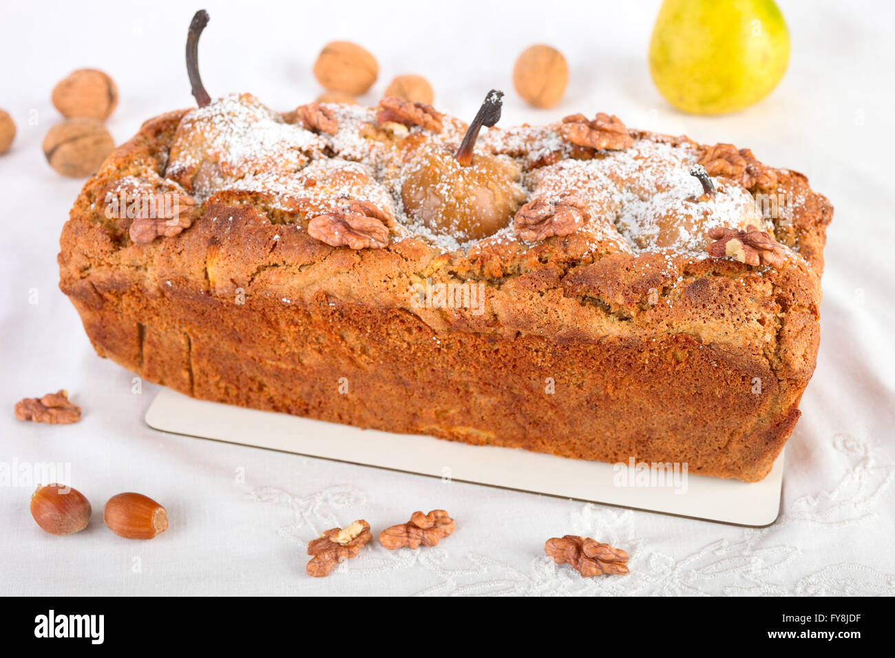 Nut pear cake Stock Photo - Alamy