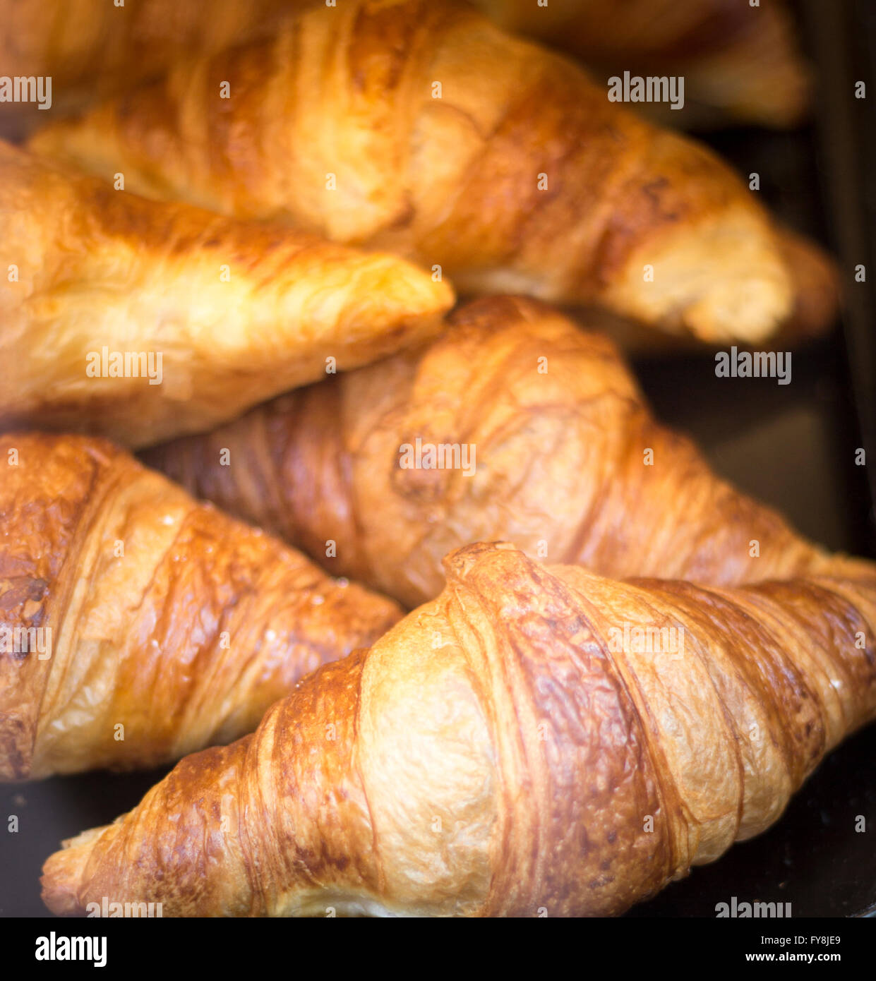 Croissants in bread shops store display photo Stock Photo - Alamy