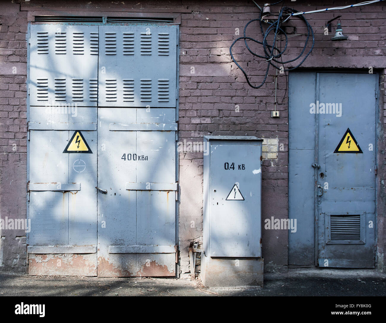 old metal electric substation door Stock Photo - Alamy