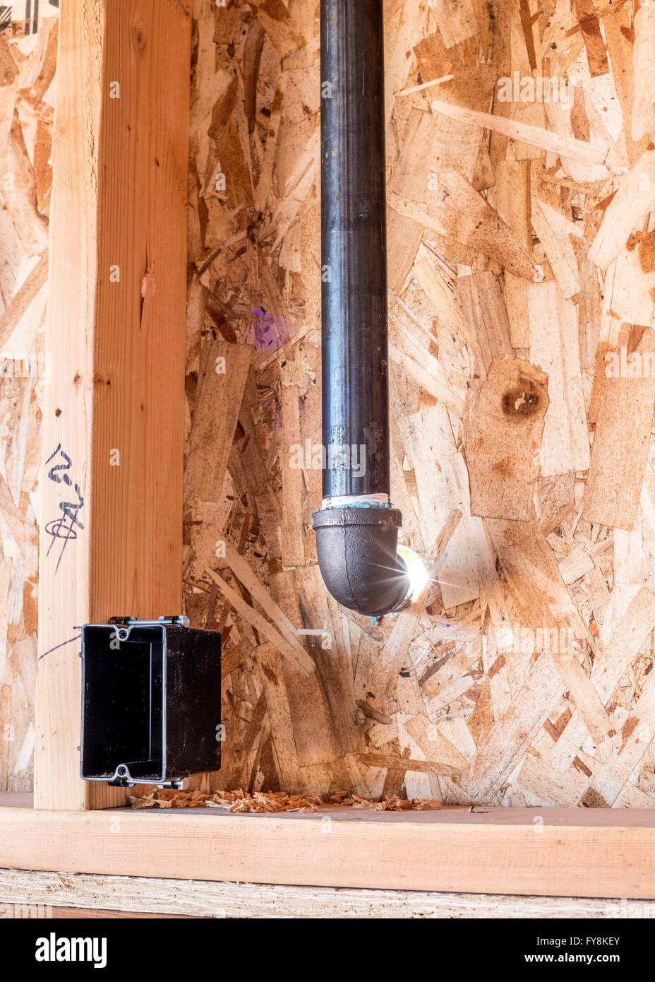 Electrical box and pipe in new home construction Stock Photo - Alamy