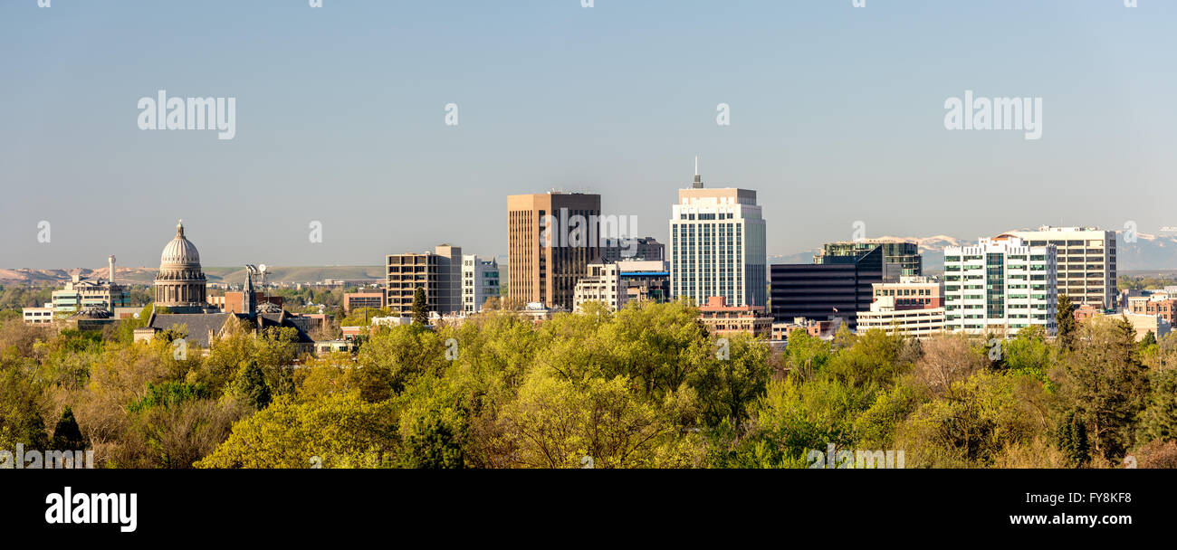 Little town of Boise Idaho skyline with spring trees and sky Stock ...