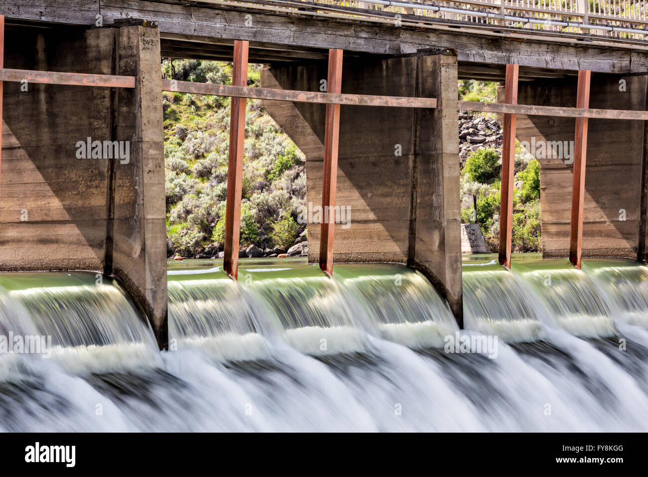 Water flowing through spillway Dam Boise River Stock Photo - Alamy
