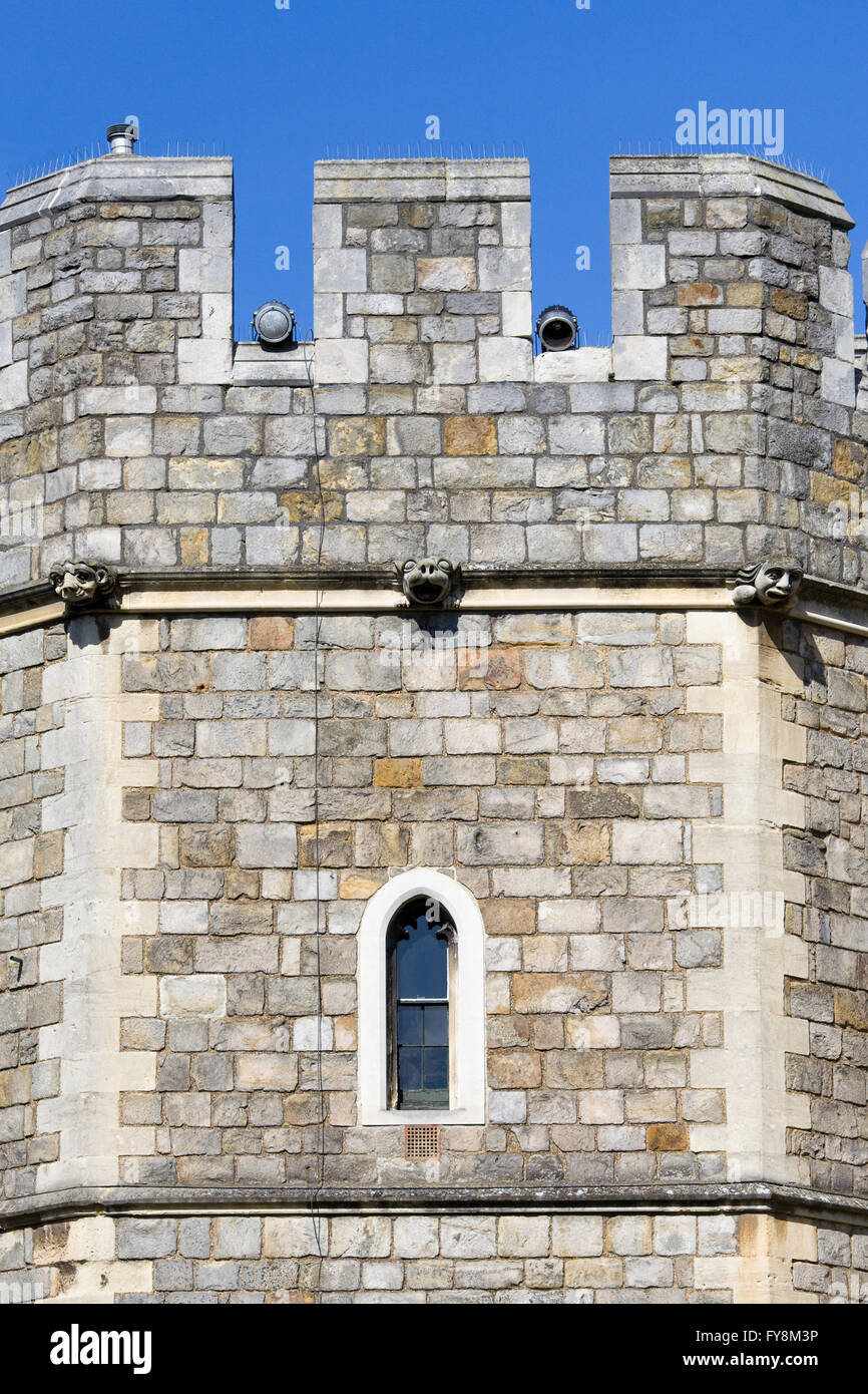 The historic wall and facades of Windsor Castle in Royal Windsor ...