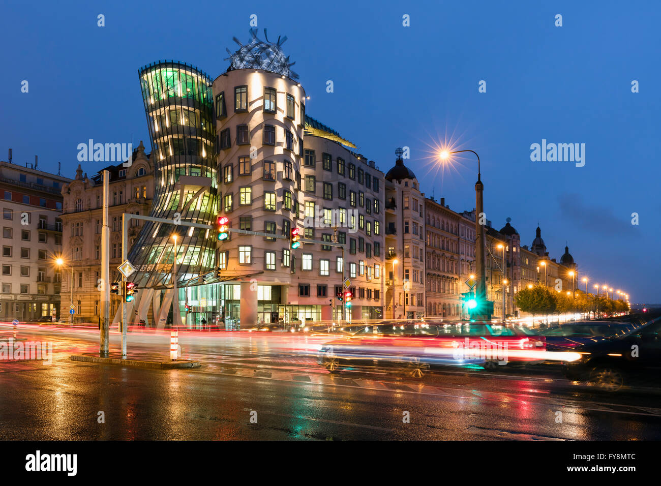 Czechia, Prague, Dancing house at night Stock Photo - Alamy