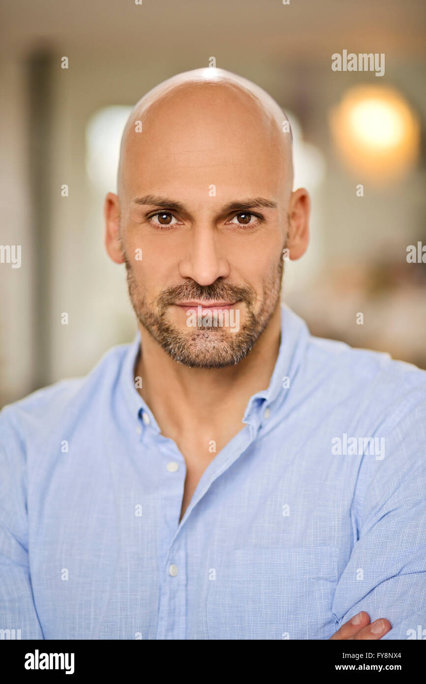 Portrait of bald man with beard Stock Photo - Alamy