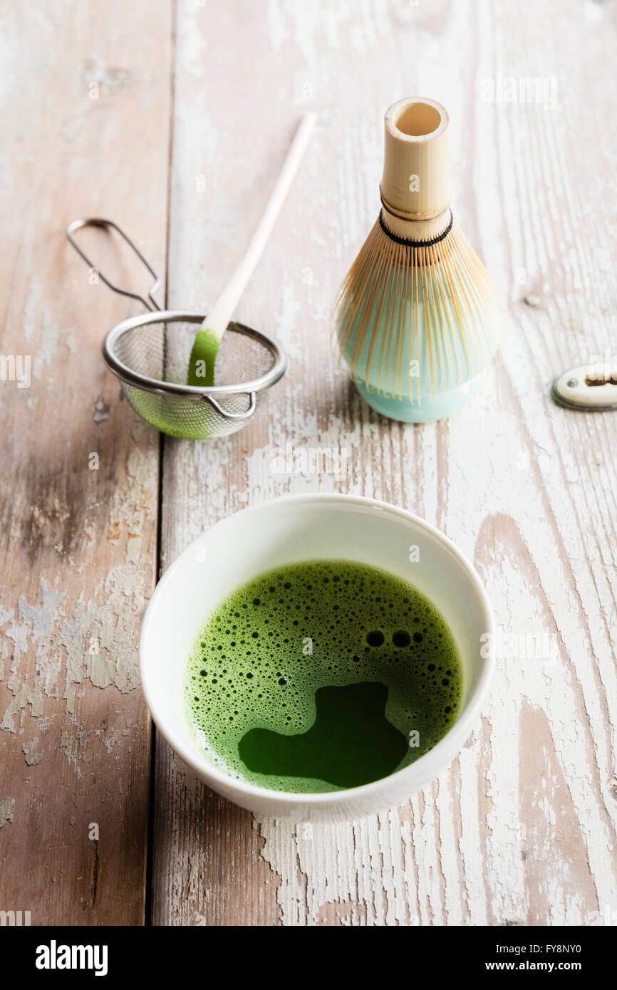 Bowl of prepared Matcha Stock Photo - Alamy