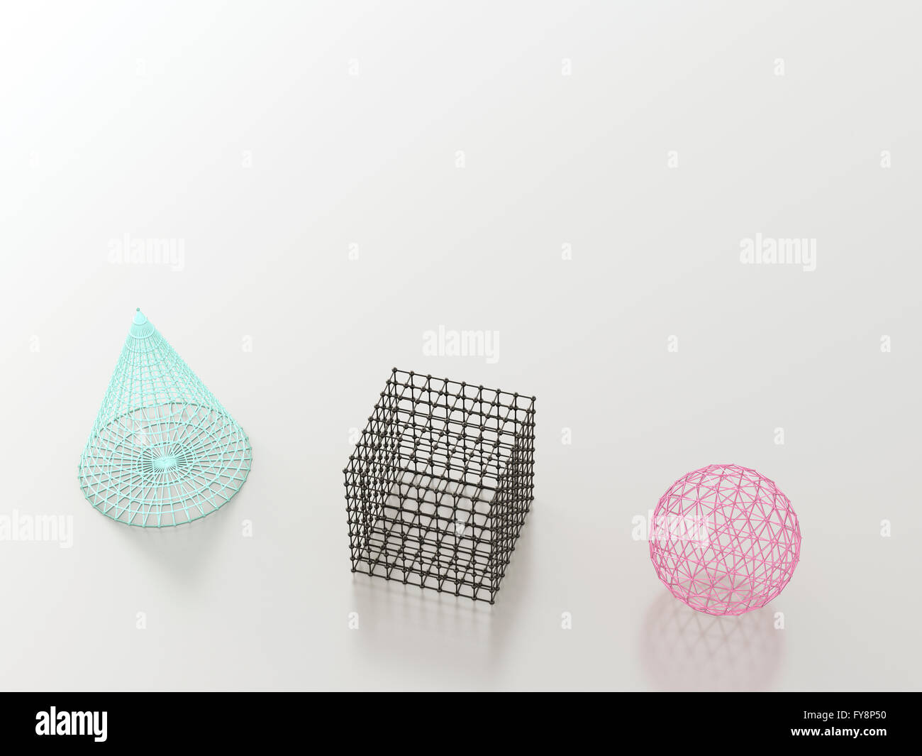 Sphere, cube and cone, 3D-Rendering Stock Photo - Alamy