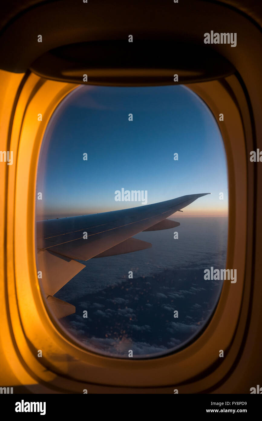 Europe, aerial view, airplane window, wing Stock Photo - Alamy