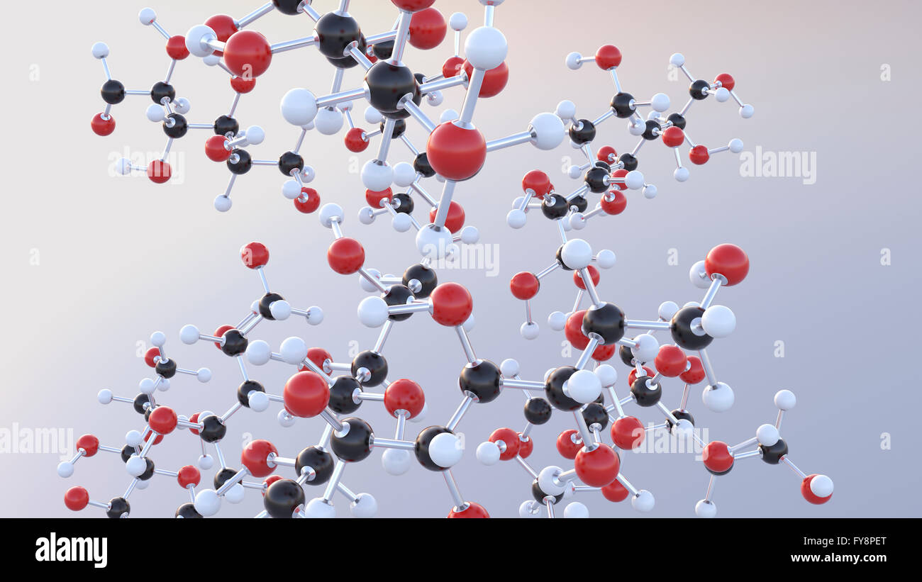 Molecular structure, grape sugar, molecular, 3D-Rendering Stock Photo ...