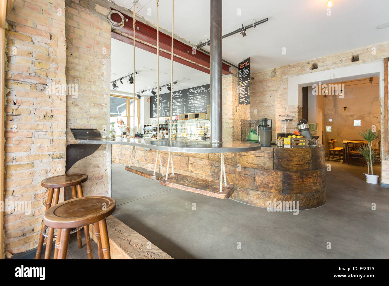 Indoor view of a modern coffee shop Stock Photo - Alamy