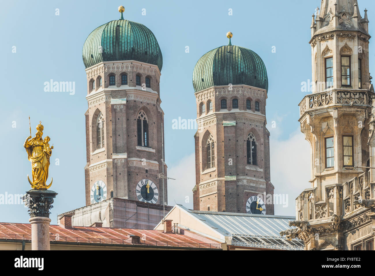 Germany, Bavaria, Munich, View of Mary's Square, Marian column and ...