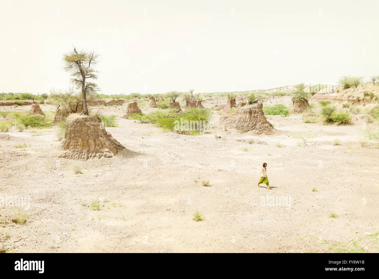 Man walking alone in the desert Stock Photo - Alamy