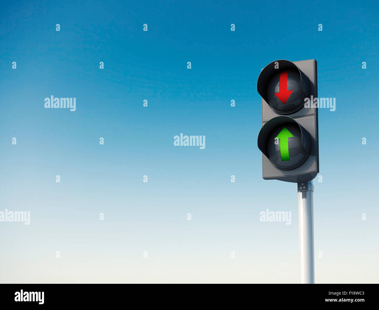 Sky and traffic light, red and green arrow sign, 3D Rendering Stock ...