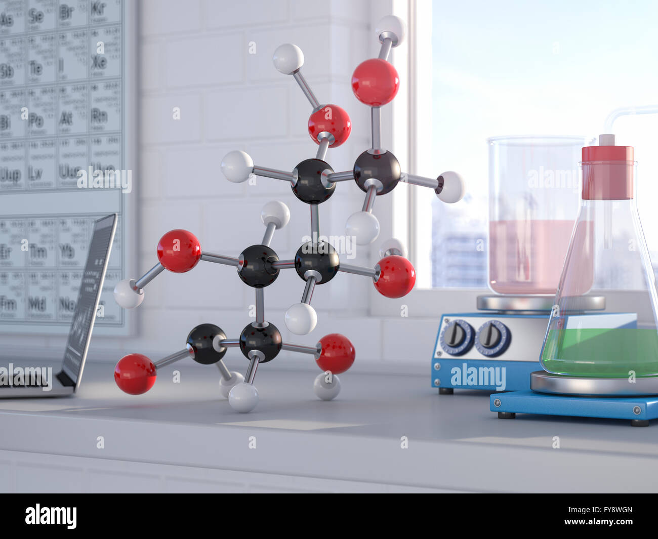 Glucose molecule model in laboratory Stock Photo - Alamy