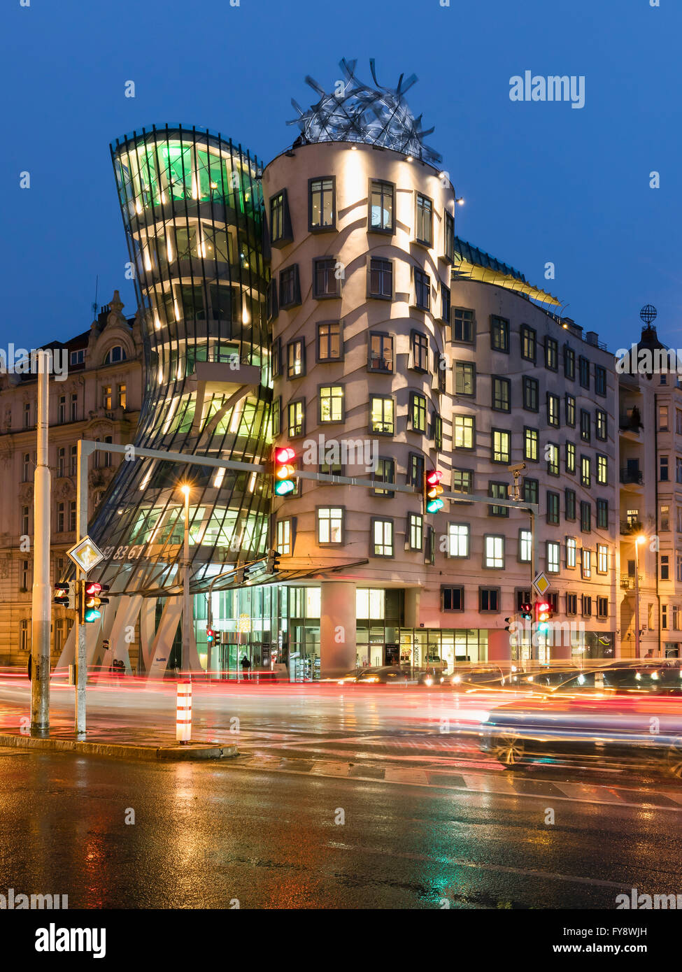 Czechia, Prague, Dancing house at night Stock Photo - Alamy