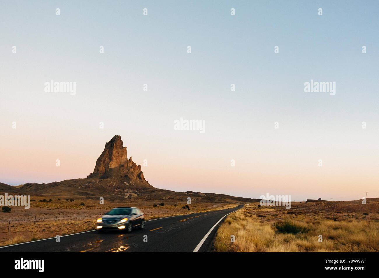 USA, Utah, Monument Valley, car driving on the highway 163 Stock Photo ...