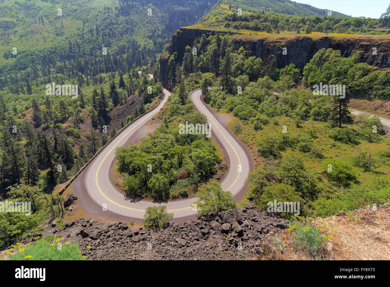 Old Columbia Highway Loop at Rowena Crest in Columbia River Gorge Stock ...